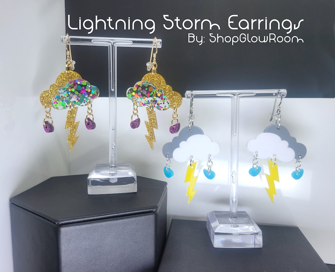 Rain Cloud Earrings / Cloud Earrings / Thunderstorm Earrings / Modern ...