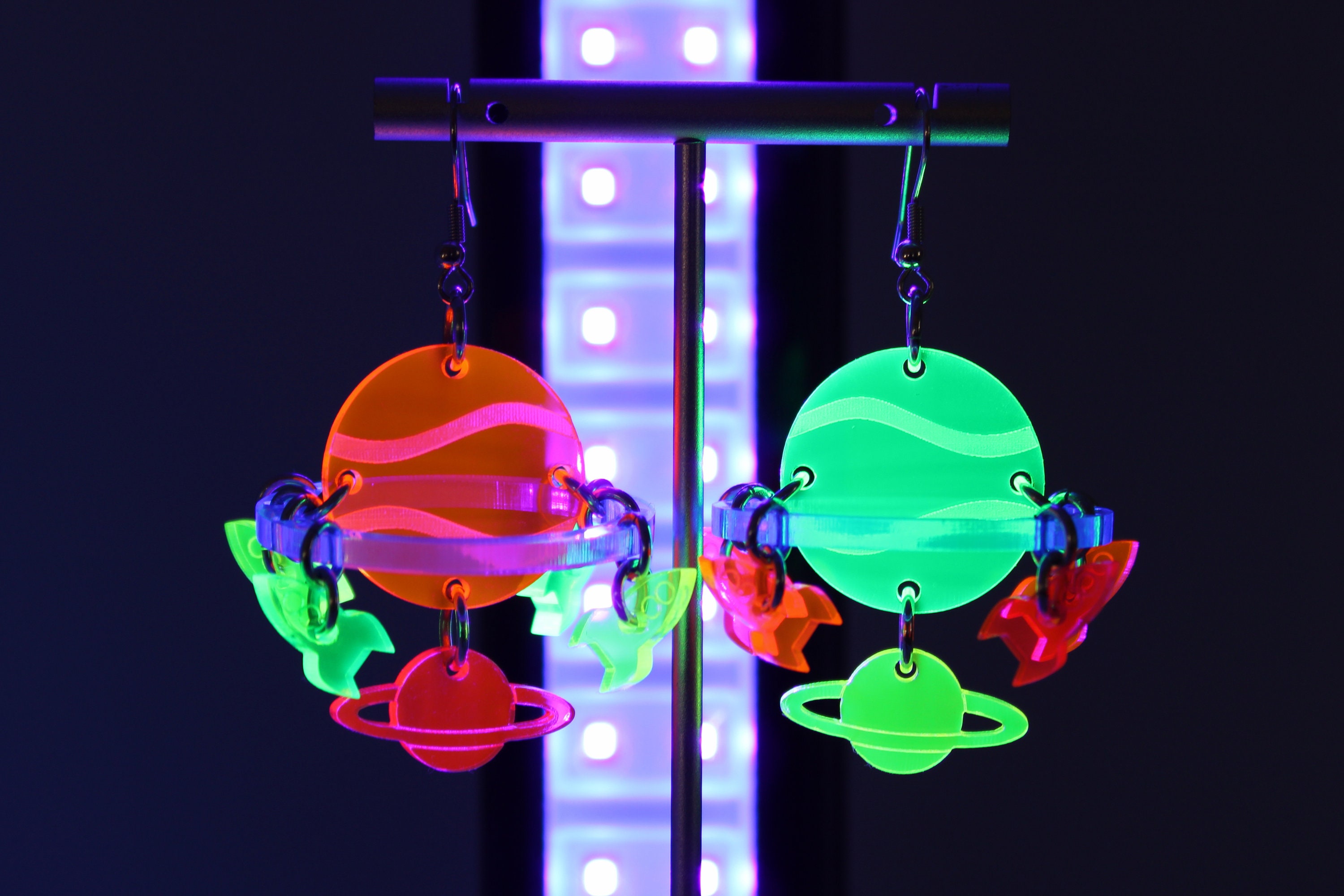 3D Earrings // Planet Earrings // Space Earrings // Rocket | Etsy