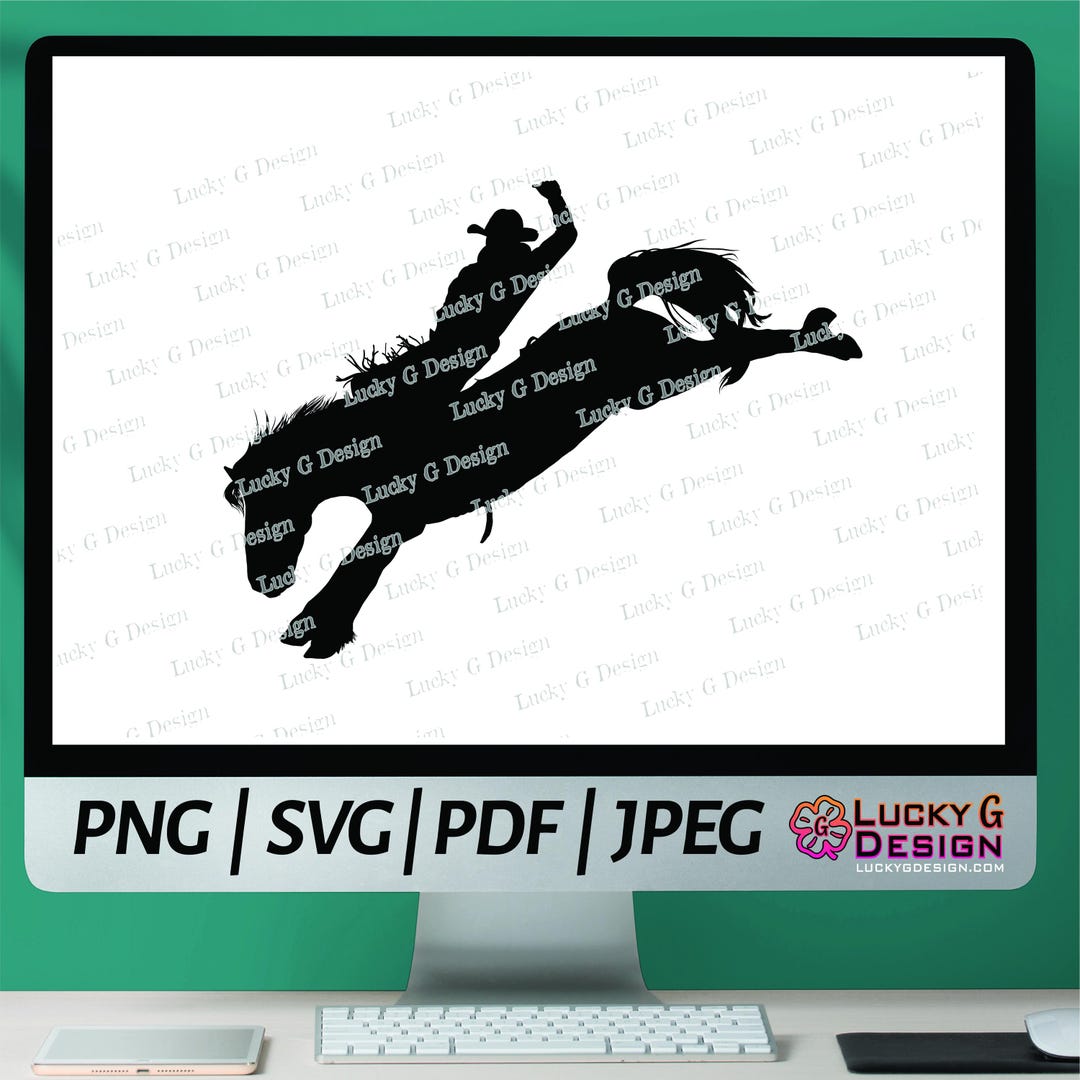 Bareback Bronc Rider SVG, Western, Bucking Horse, Ranch, Rodeo Cowboy ...