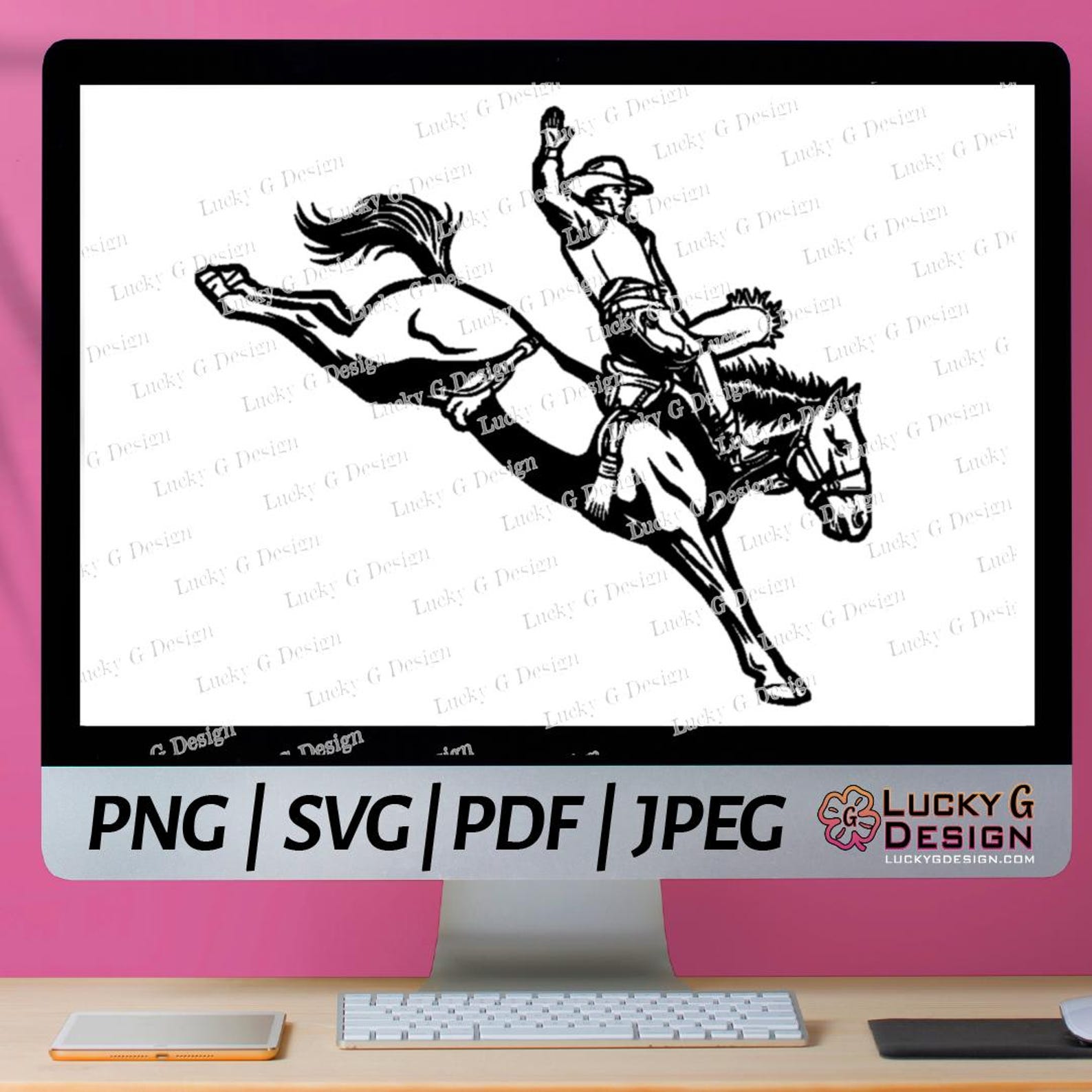 Bareback Bronc Rider Clipart SVG, Western, Bucking Horse, Ranch, Rodeo ...
