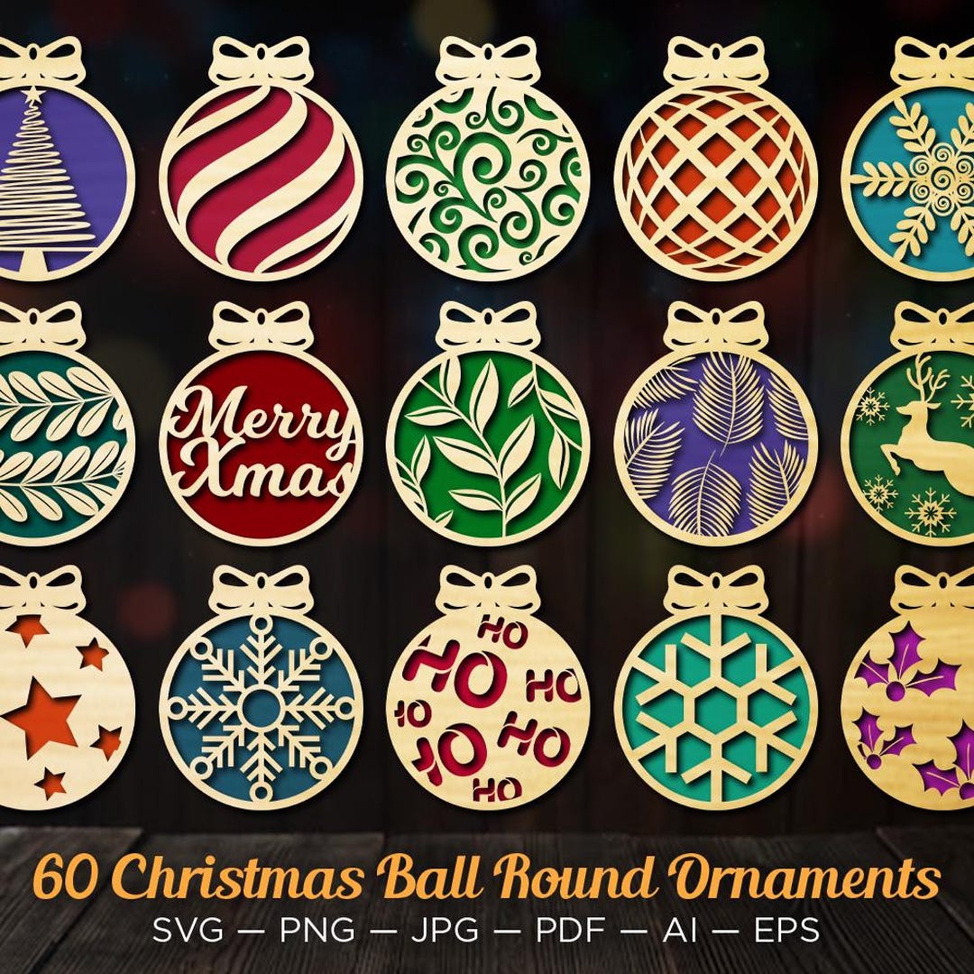 Christmas Ornament Bundle, Christmas Balls Svg, Laser-cut Bauble ...