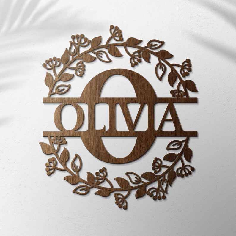 Monogram Alphabet Svg, Monogram Split Letter Svg, Floral Wreath Svg ...