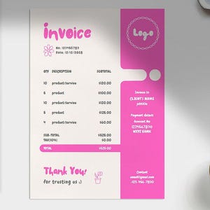 Invoice Template, EDITABLE Receipt Form, Small Business, Receipt Order, Job Estimate Form, Canva ...
