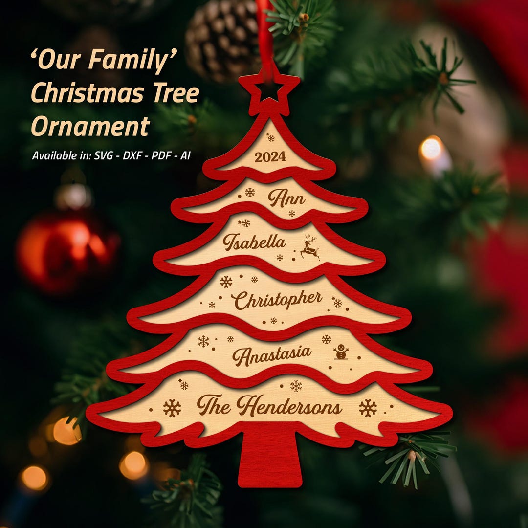 Family Christmas Tree Ornament Svg, Christmas Ornament, up to 12 Layers ...