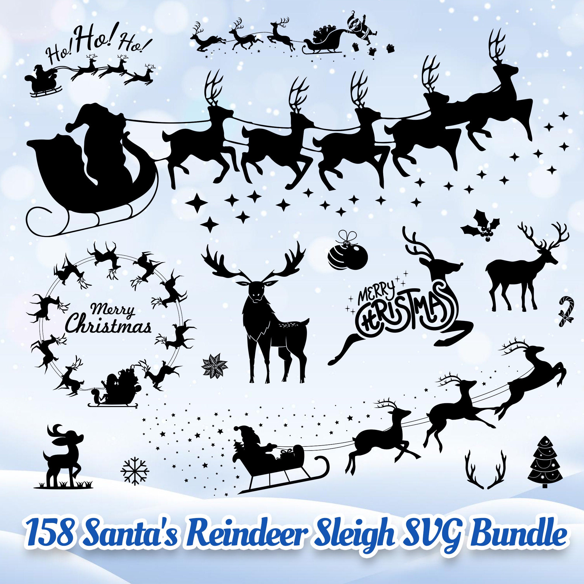 Santa's Sleigh Svg Christmas Svg Instant Download - Etsy