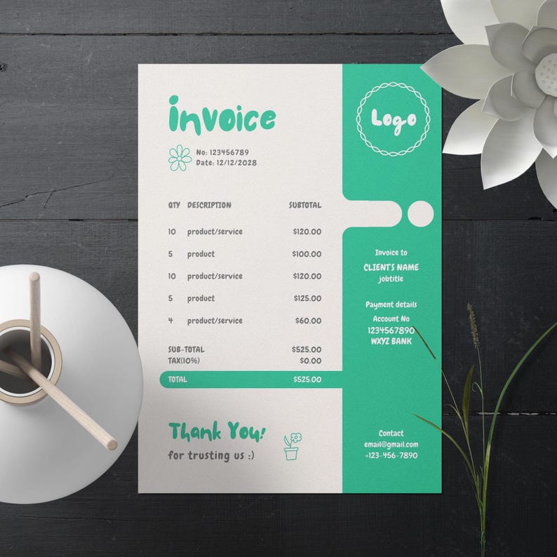 Invoice Template, EDITABLE Receipt Form, Small Business, Receipt Order ...