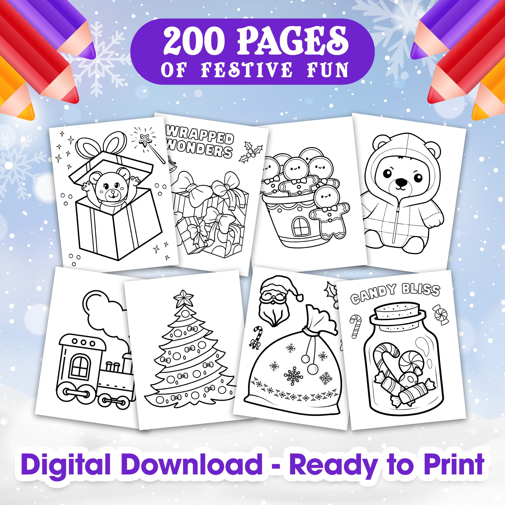 Coloring Book for Kids, Coloring Pages, Christmas Coloring, Printable ...