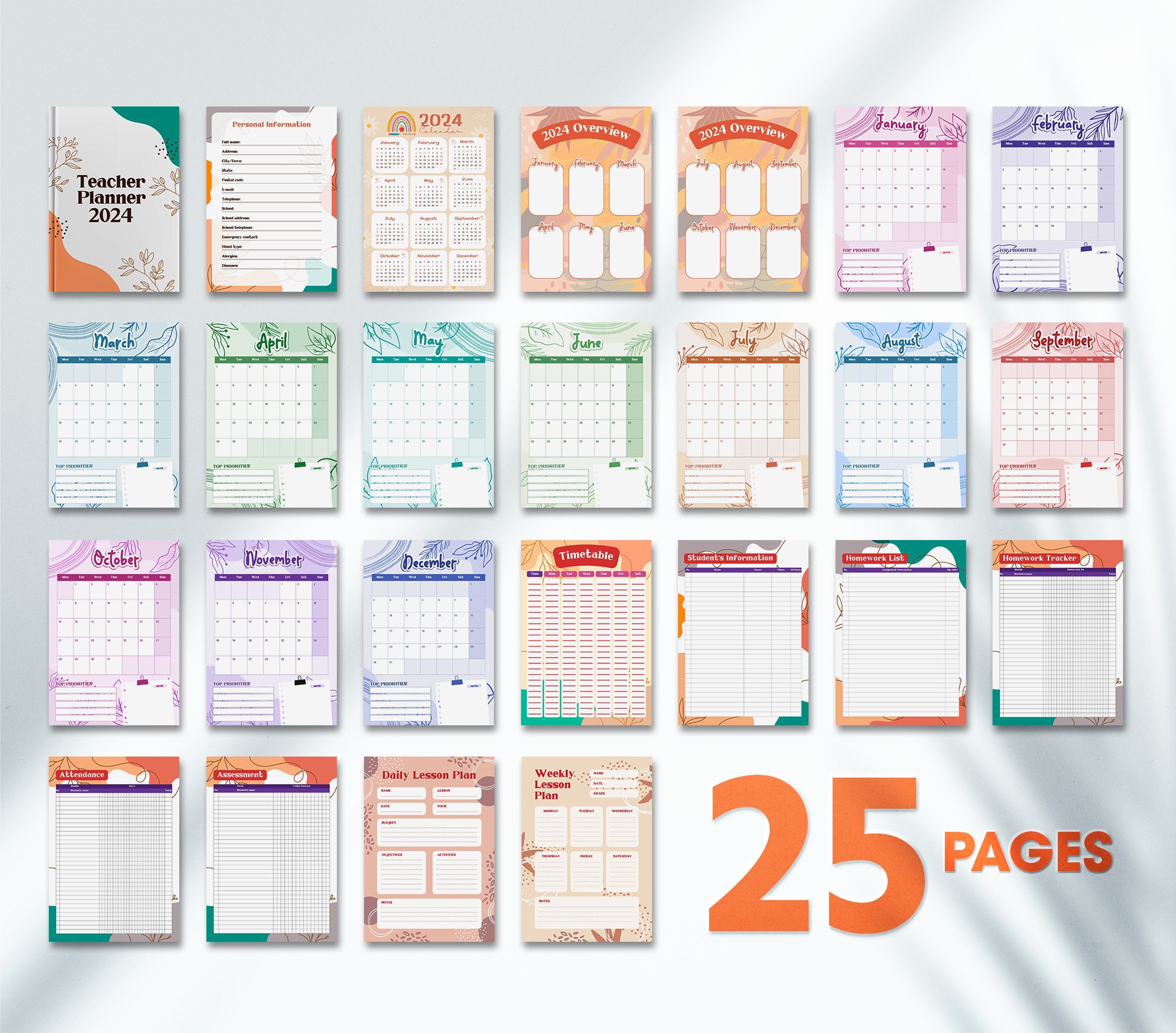 Teacher Planner 2024, Undated Digital Planner, iPad Planner, Goodnotes ...