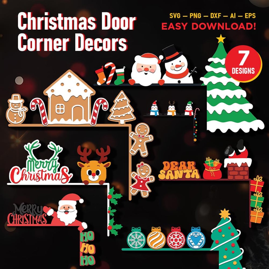 3D Christmas Door Corners Bundle, Xmas Trim Corner Laser Cut, Door ...