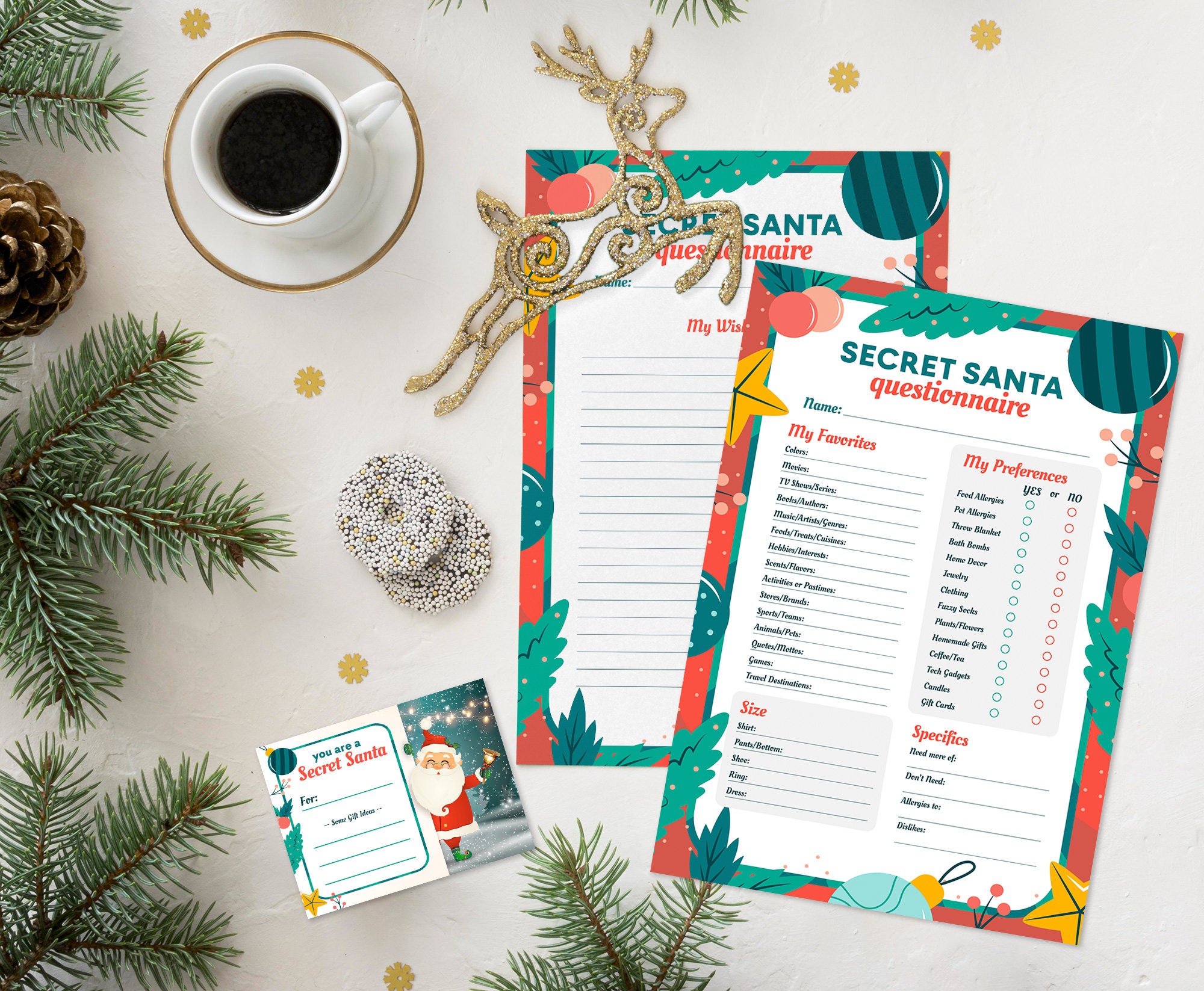 Secret Santa, Gift Exchange, Christmas Questionnaire, Coworker Gifts ...