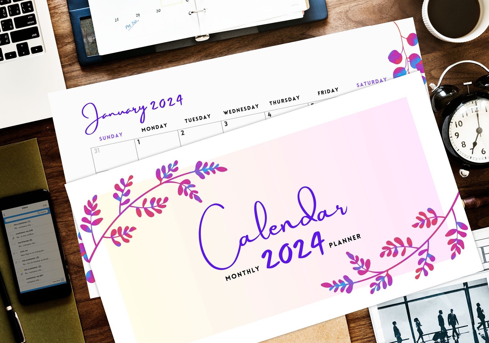 2024 Calendar Monthly Planner 2024 A4 Letter A3 - Etsy