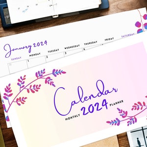 2024 Monthly Calendar, Landscape Orientation, Starts on Sunday ...