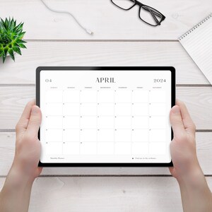 2024 Monthly Planner Landscape, 2024 Minimalist and Clean White Monthly ...