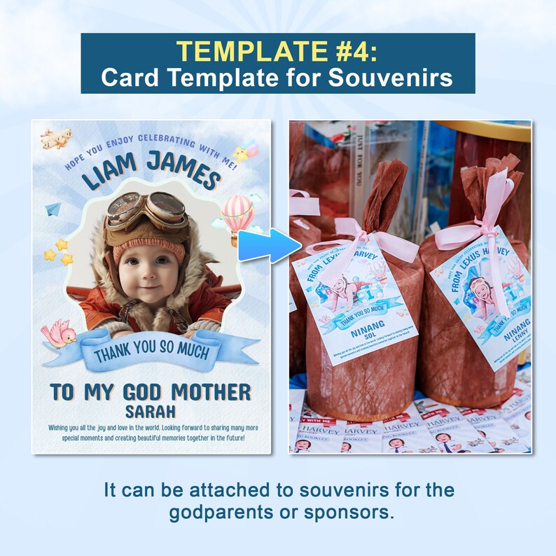 Pilot Aviator Birthday Baptismal Invitation With Baby Picture, Jet ...