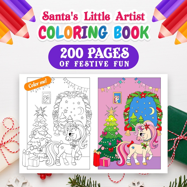 200 Christmas-themed Coloring Pages Printable Christmas Games - Etsy