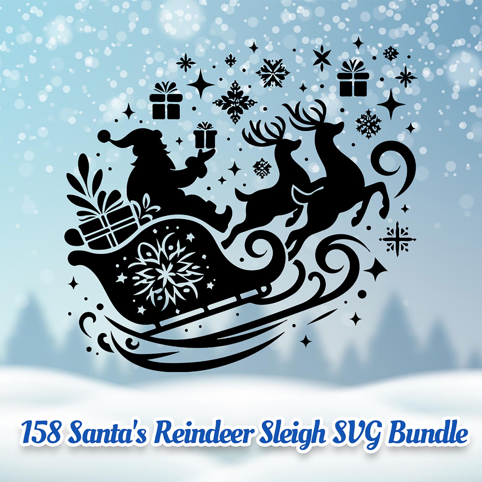 Santa's Sleigh Svg Christmas Svg Instant Download - Etsy