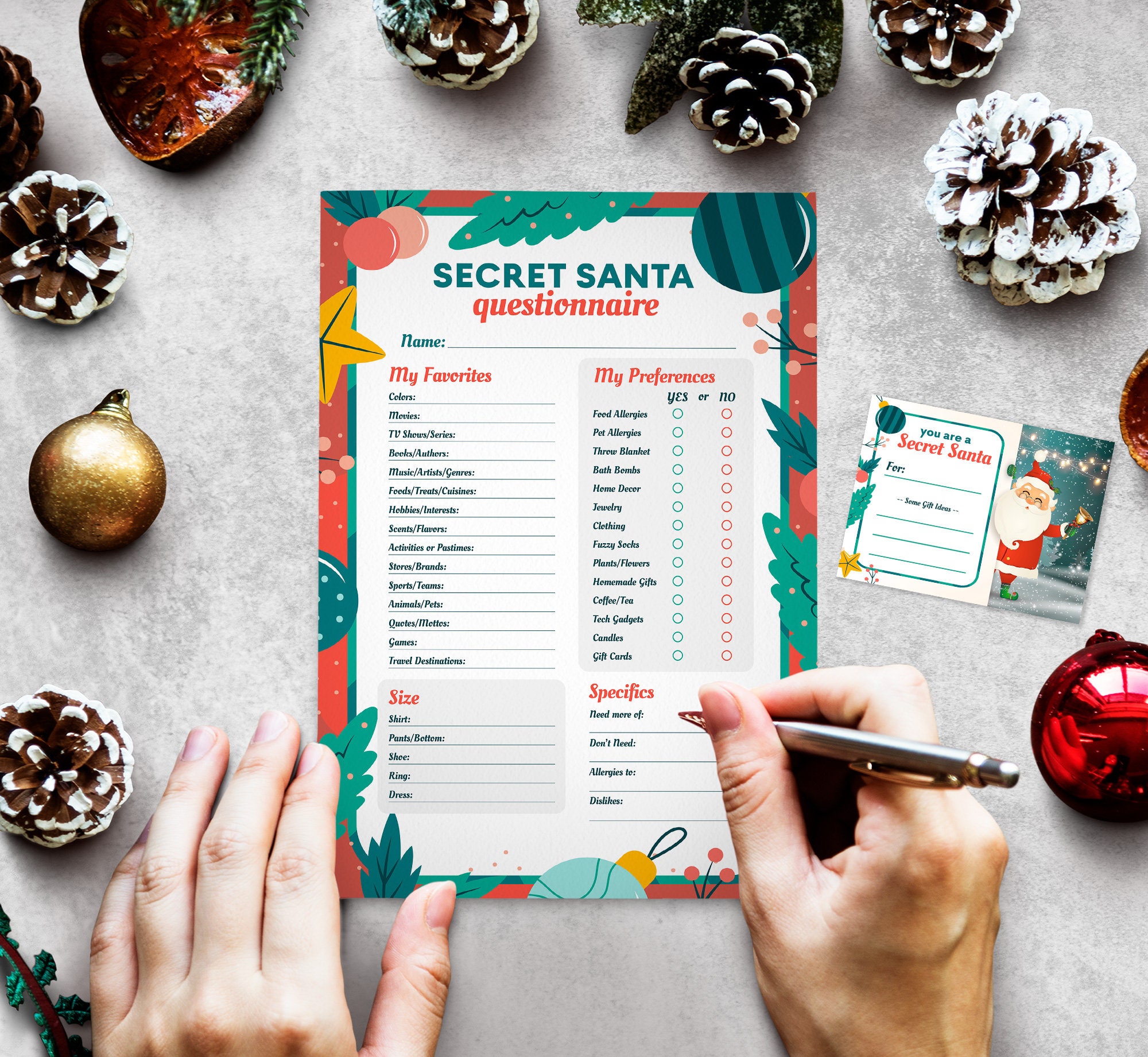 Secret Santa, Gift Exchange, Christmas Questionnaire, Coworker Gifts ...