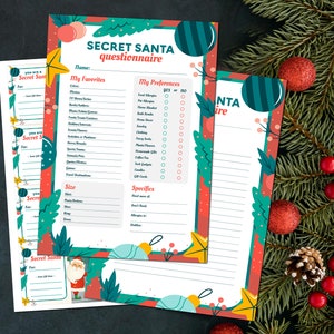 Office Gift Exchange Survey Form, Secret Santa Questionnaire for ...