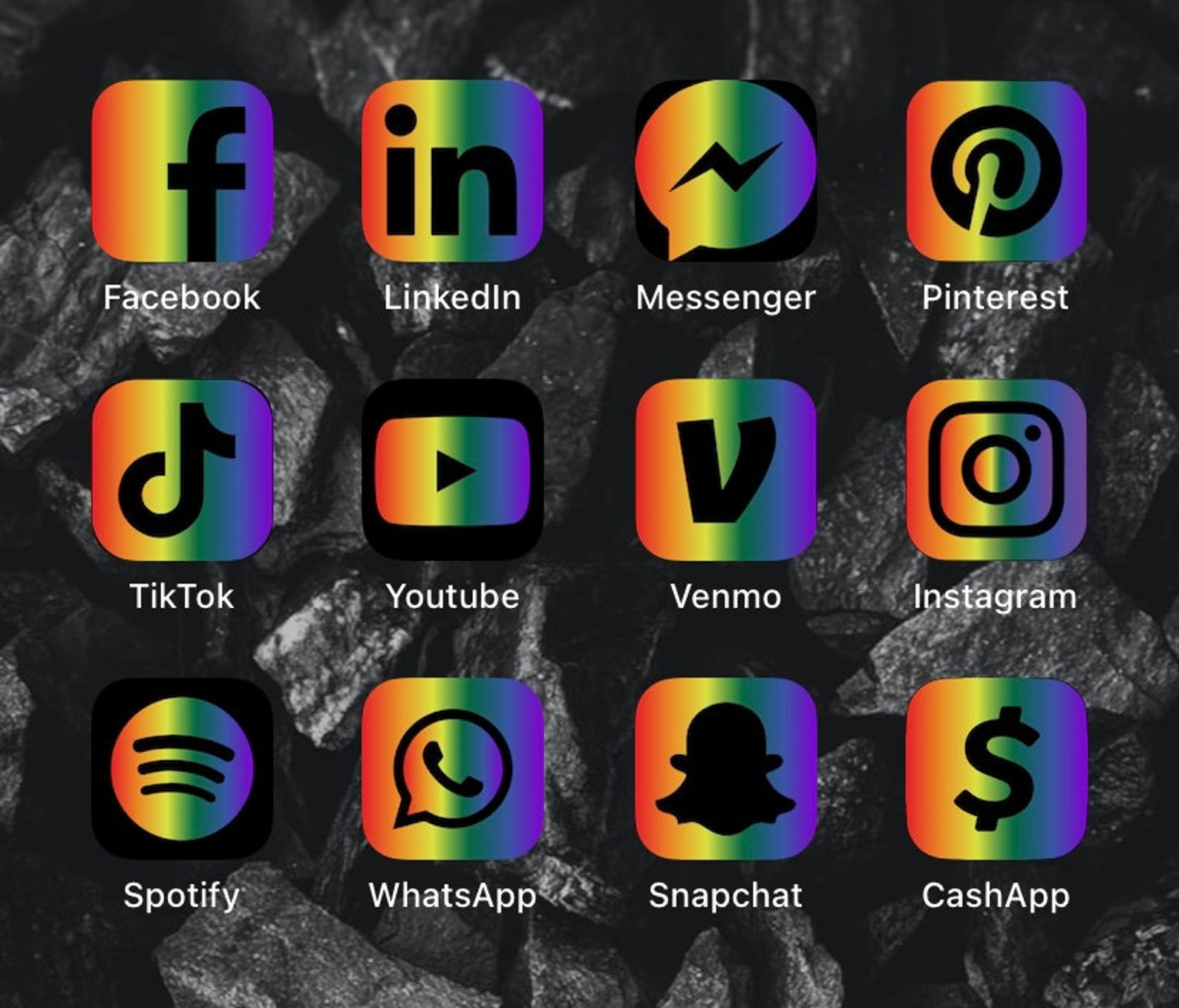 12 Rainbow Gradient Ombre Home Screen Icons Pride Social Media | Etsy