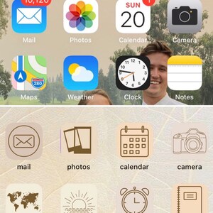 53 iPhone Home Screen Icons App Icon Covers for IOS 14, Abstract Boho ...