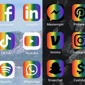 12 Rainbow Gradient Ombre Home Screen Icons Pride Social Media - Etsy