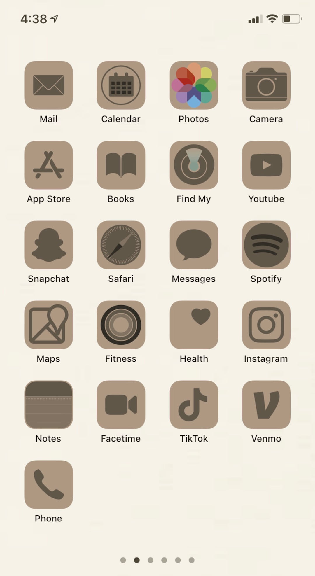 36 iPhone Home Screen Icons App Icon Covers for IOS 14, Brown Beige ...