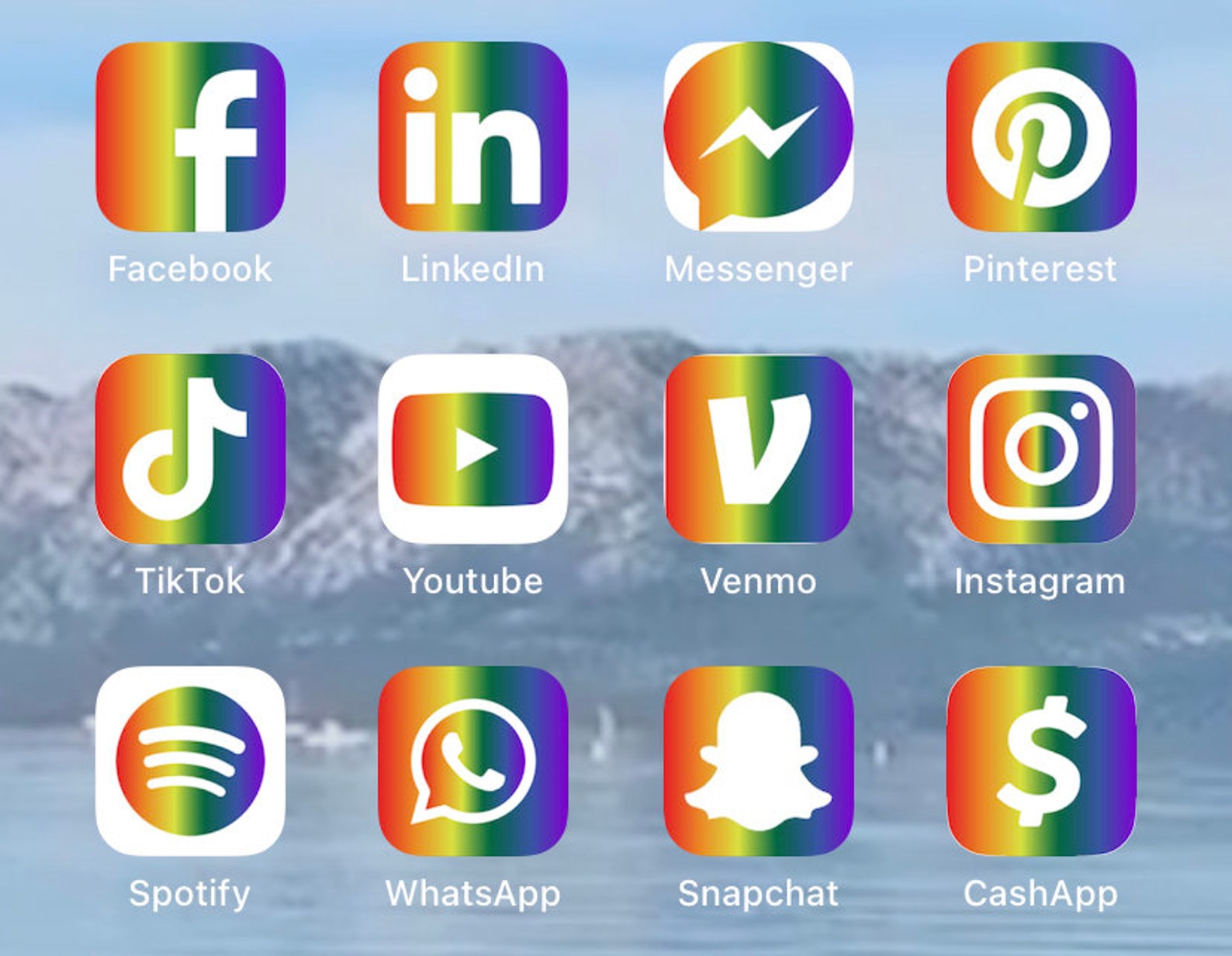 12 Rainbow Gradient Ombre Home Screen Icons Pride Social Media | Etsy