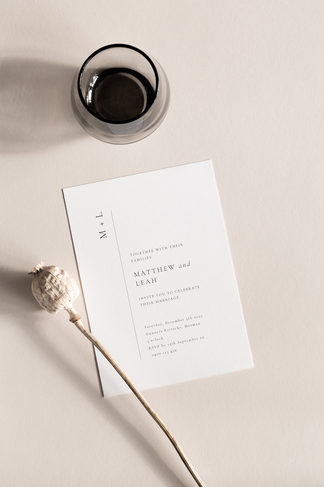 Wedding Invitation Template | CHARLOTTE Suite Invite IV | Simple Modern ...