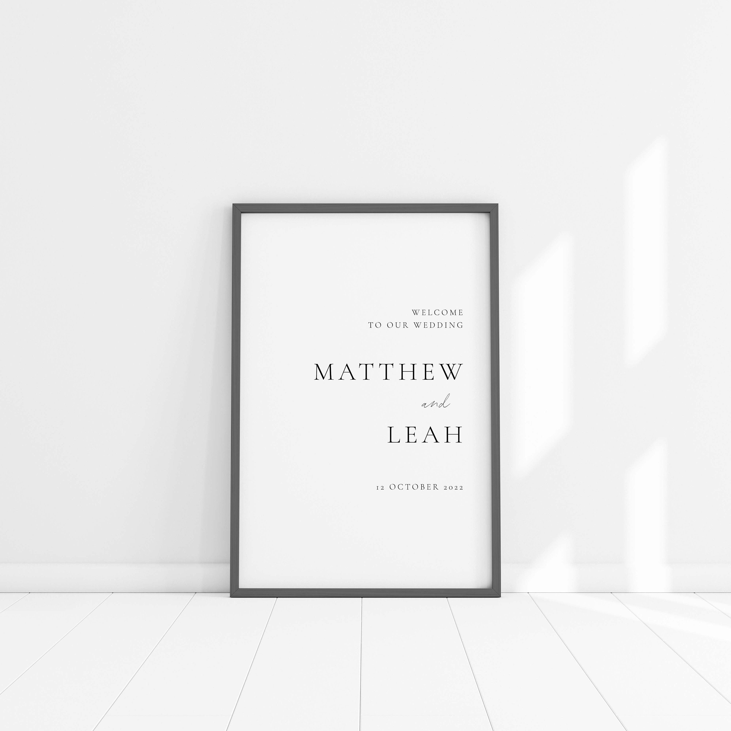 CHARLOTTE Wedding Welcome Sign / Simple Modern Minimalist Stationery ...