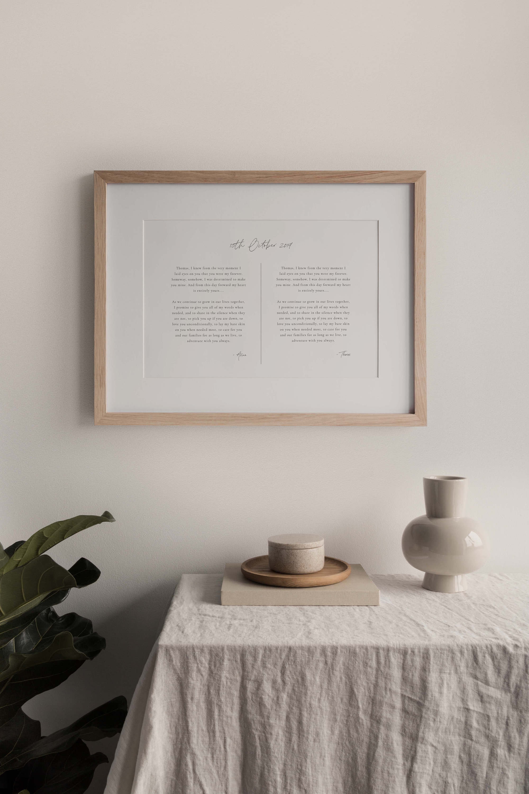 Vow Keepsake Print / Minimalist Timeless Classic Printable - Etsy