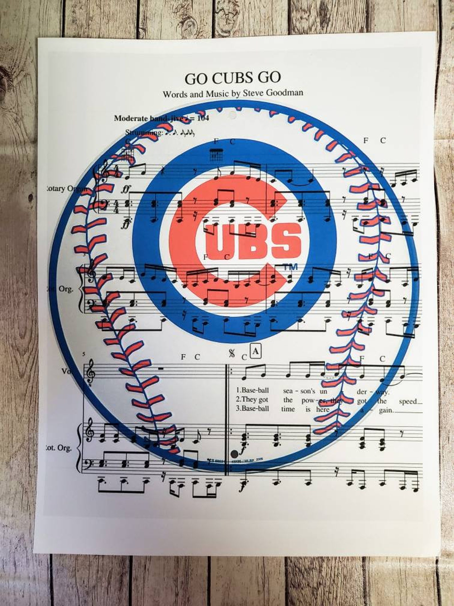 Chicago Cubs go Cubs Go Music Print Baseball Art | Etsy