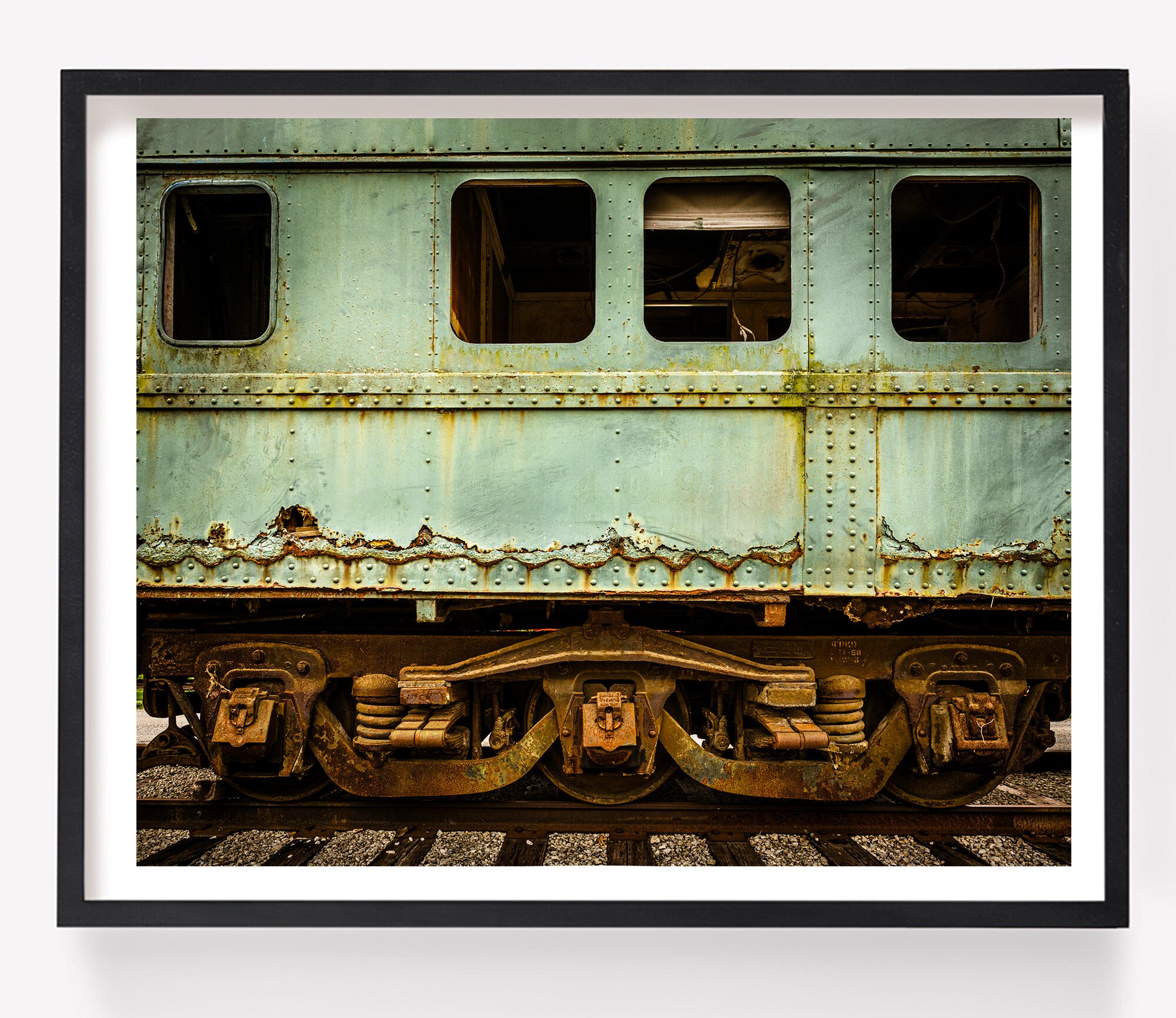 Teal Rustic Rusty Rail Car, Vintage Rail Car, Train Photography ...