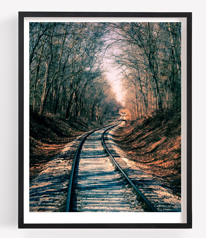 Railroad Tracks-fall Day, Warm Colors, Train Art, Railroad Wall Decor ...