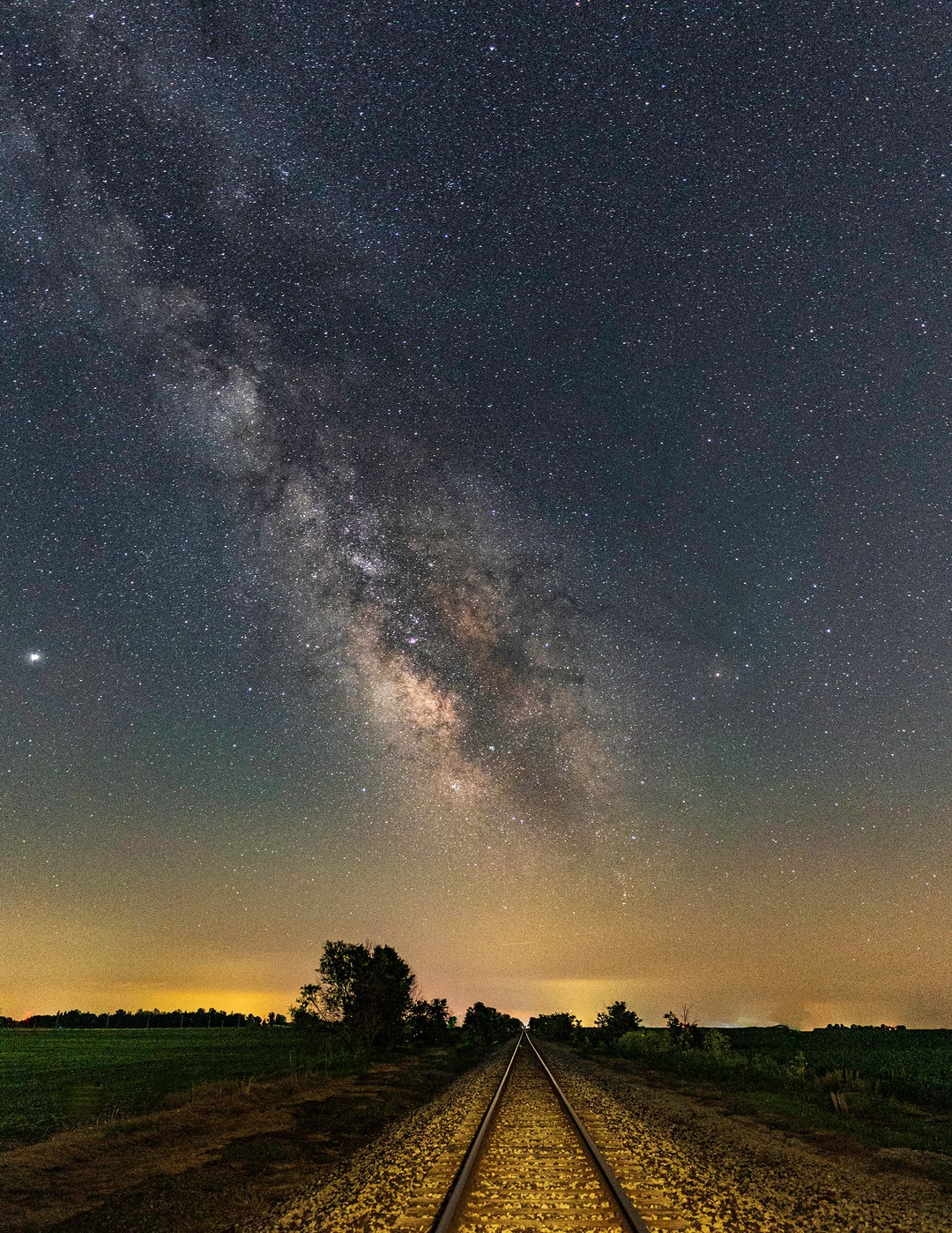 Milky Way Over Railroad Tracks, Milky Way, Vanishing Tracks, Rural Wall ...