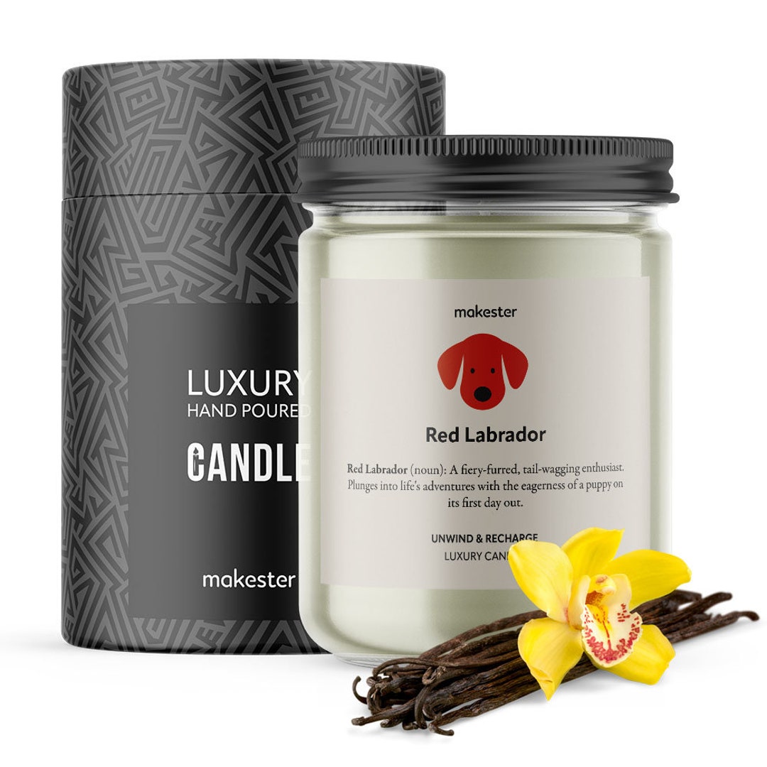 Red Labrador Candle - 220g Soy Wax With Madagascan Vanilla, Jasmine ...
