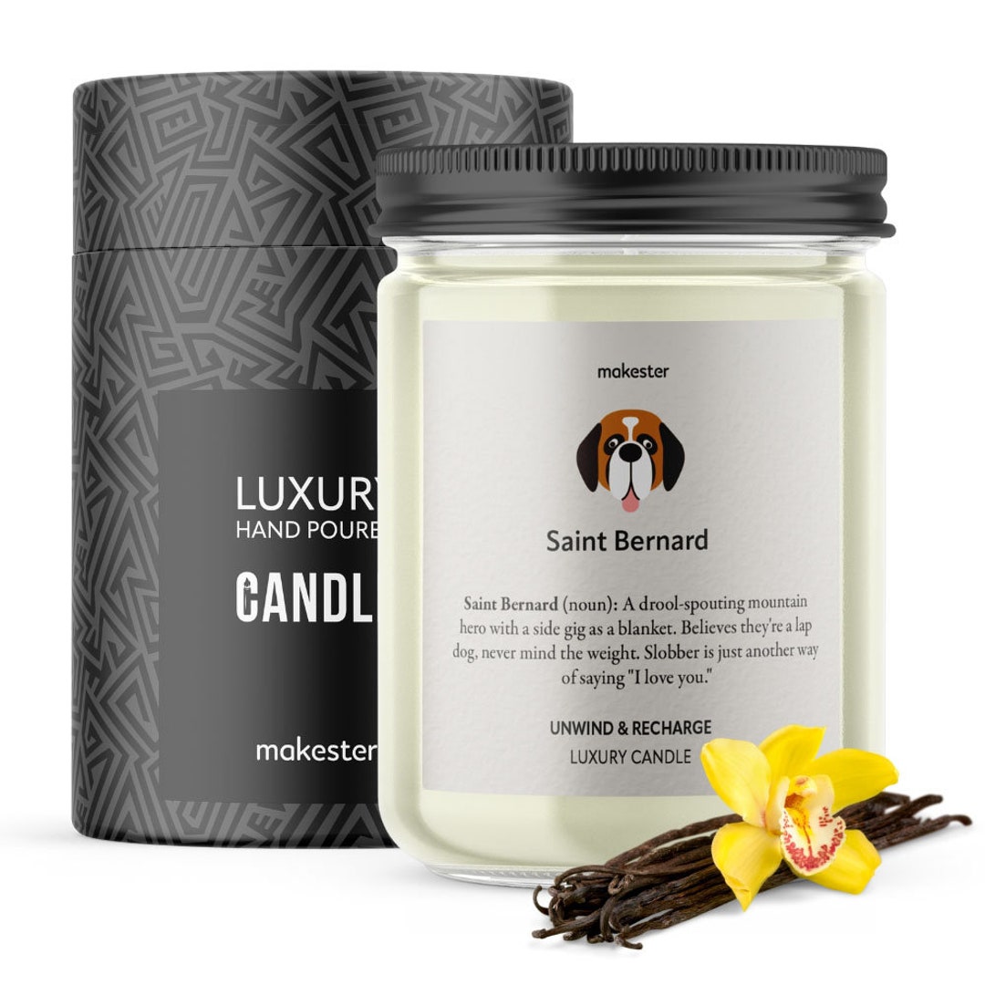 St Bernard Candle - Funny Dog Gift - Saint Bernard Gift - 220g Soy Wax ...