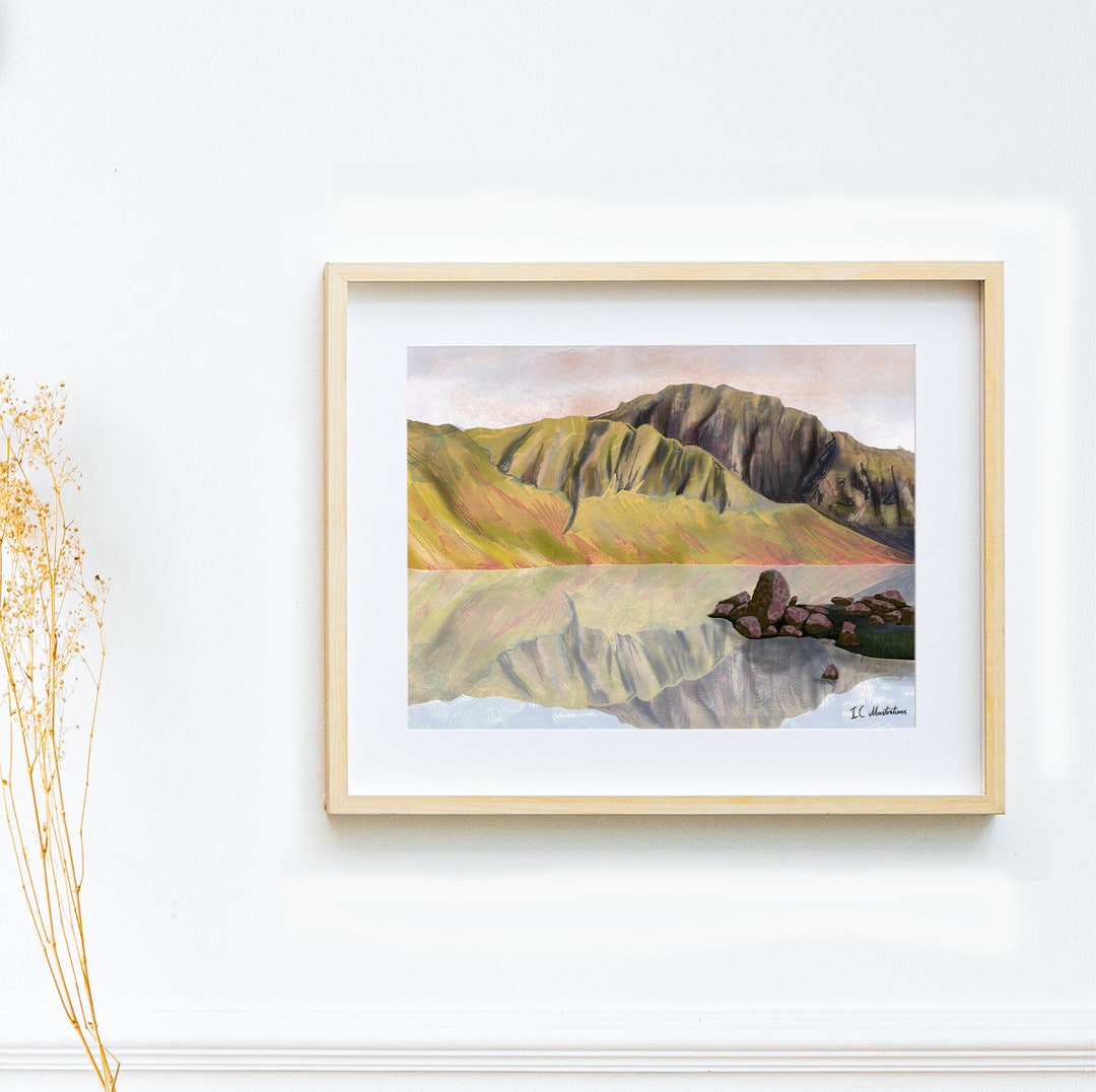 Pavey Ark Art Print: Lake District Mountain Landscape Illustration - Etsy