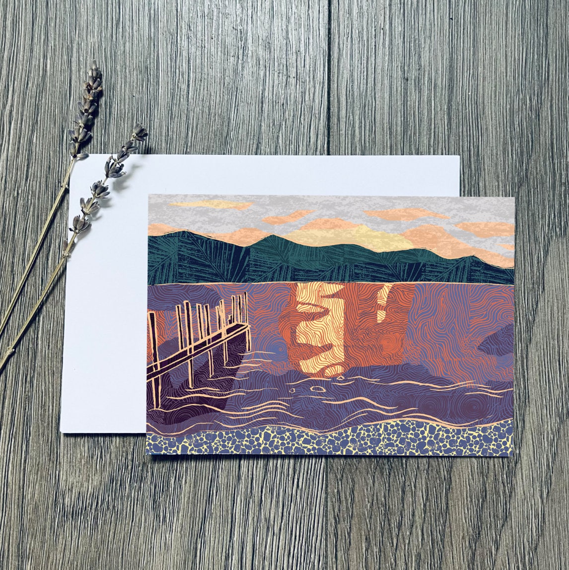 LANDSCAPES 5 Illustrated Landscape Cards Lake District, Peak District ...