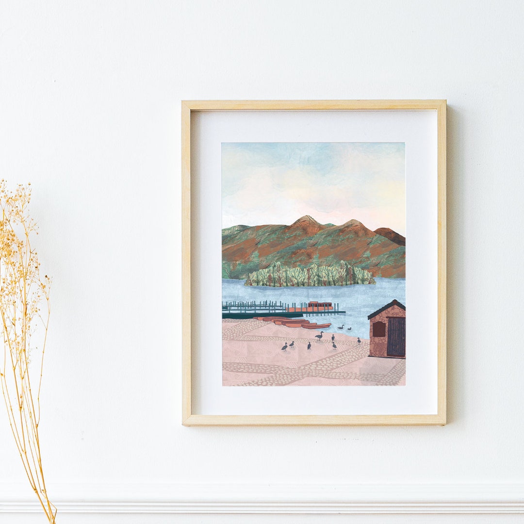 Art Print Keswick, the Lake District Derwent Water, Mountain, Fell ...