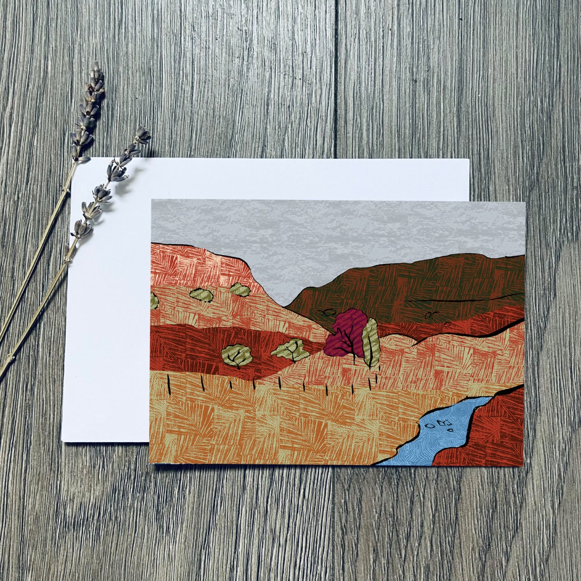 LANDSCAPES 5 Illustrated Landscape Cards Lake District, Peak District ...