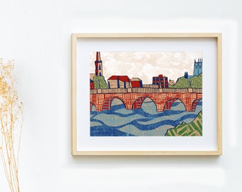 Worcester Skyline England Cityscape Painting Art Print Poster - Etsy UK