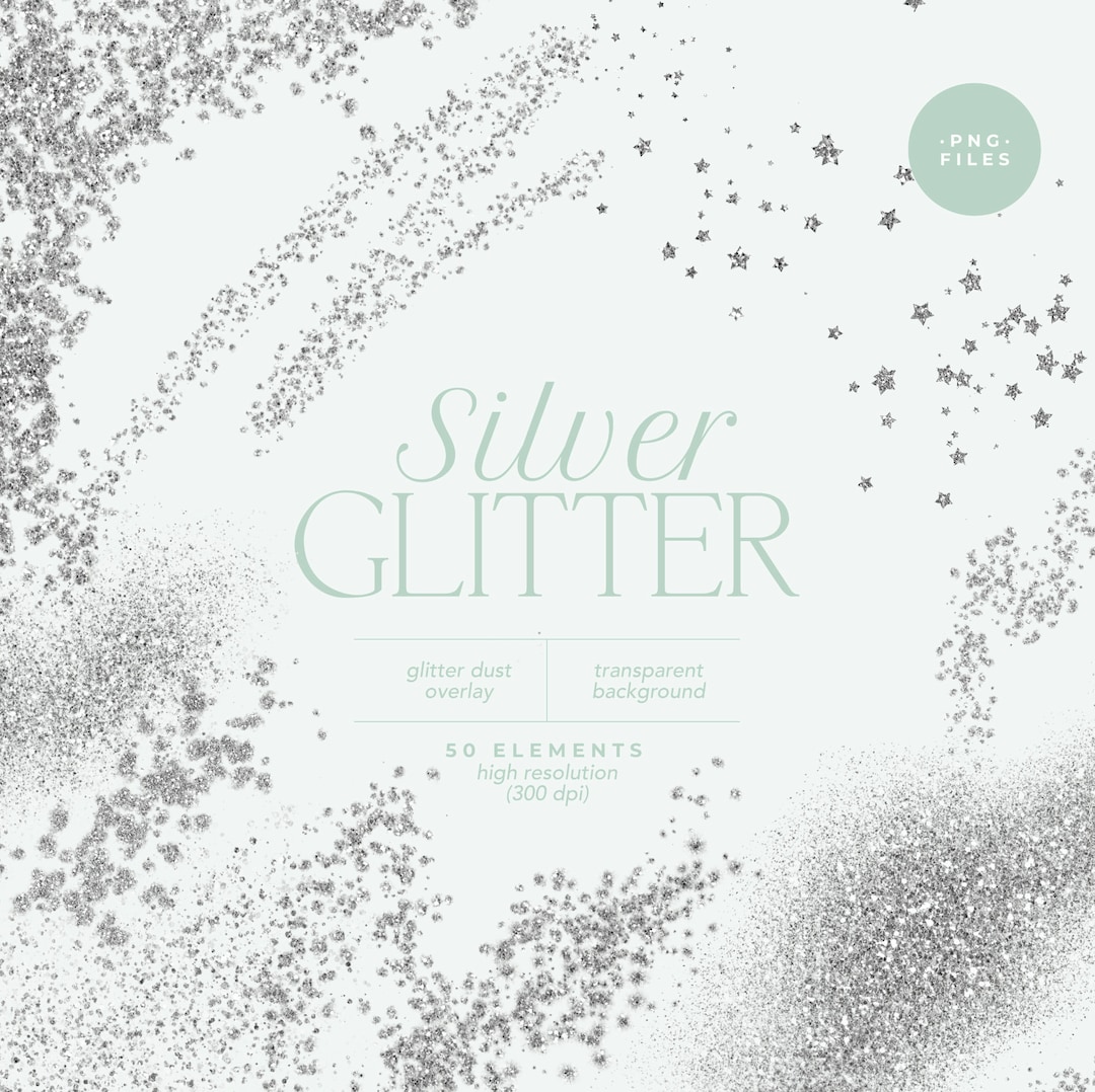 Silver Glitter Clipart - Etsy