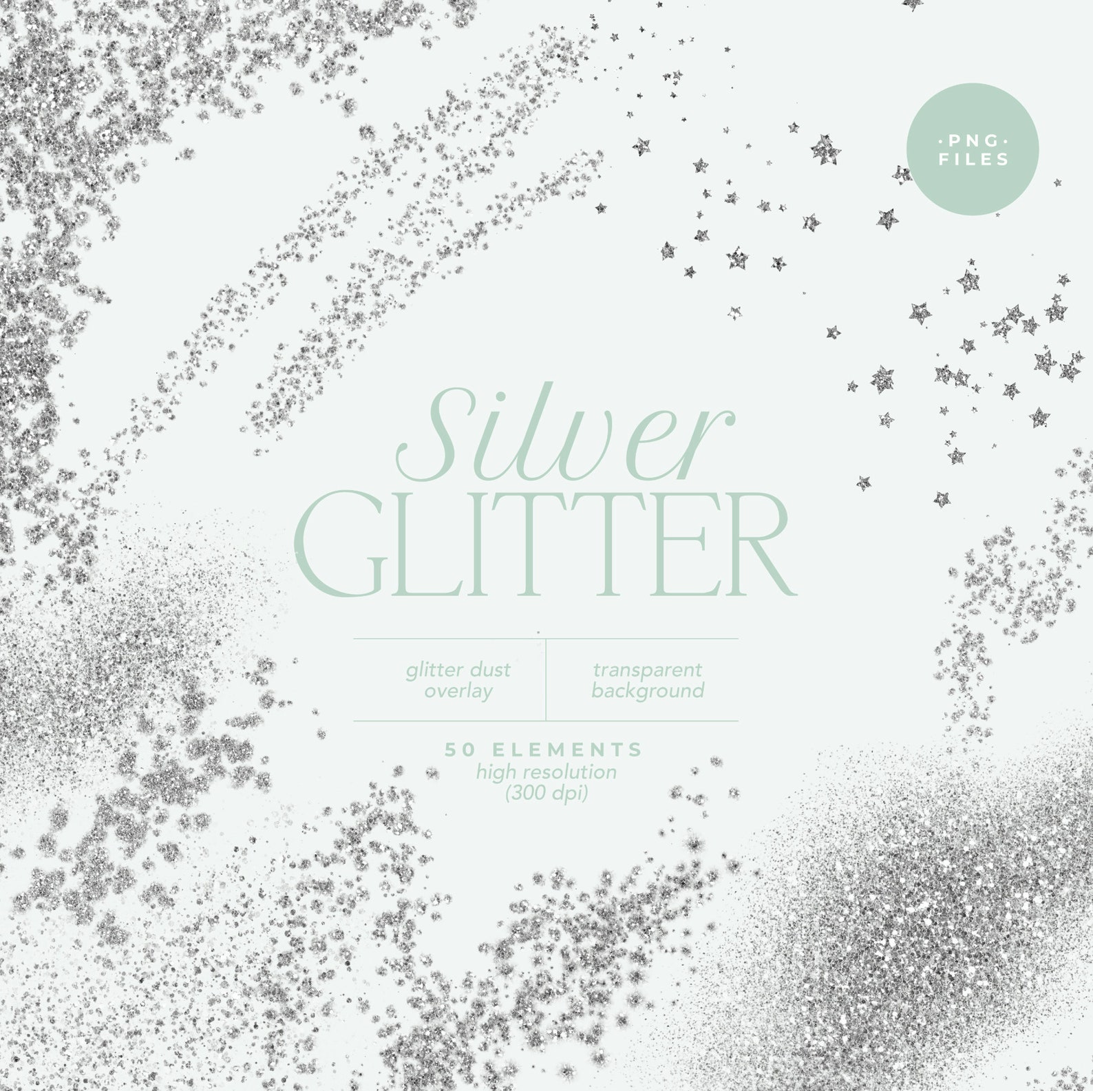Silver Glitter Clipart - Etsy
