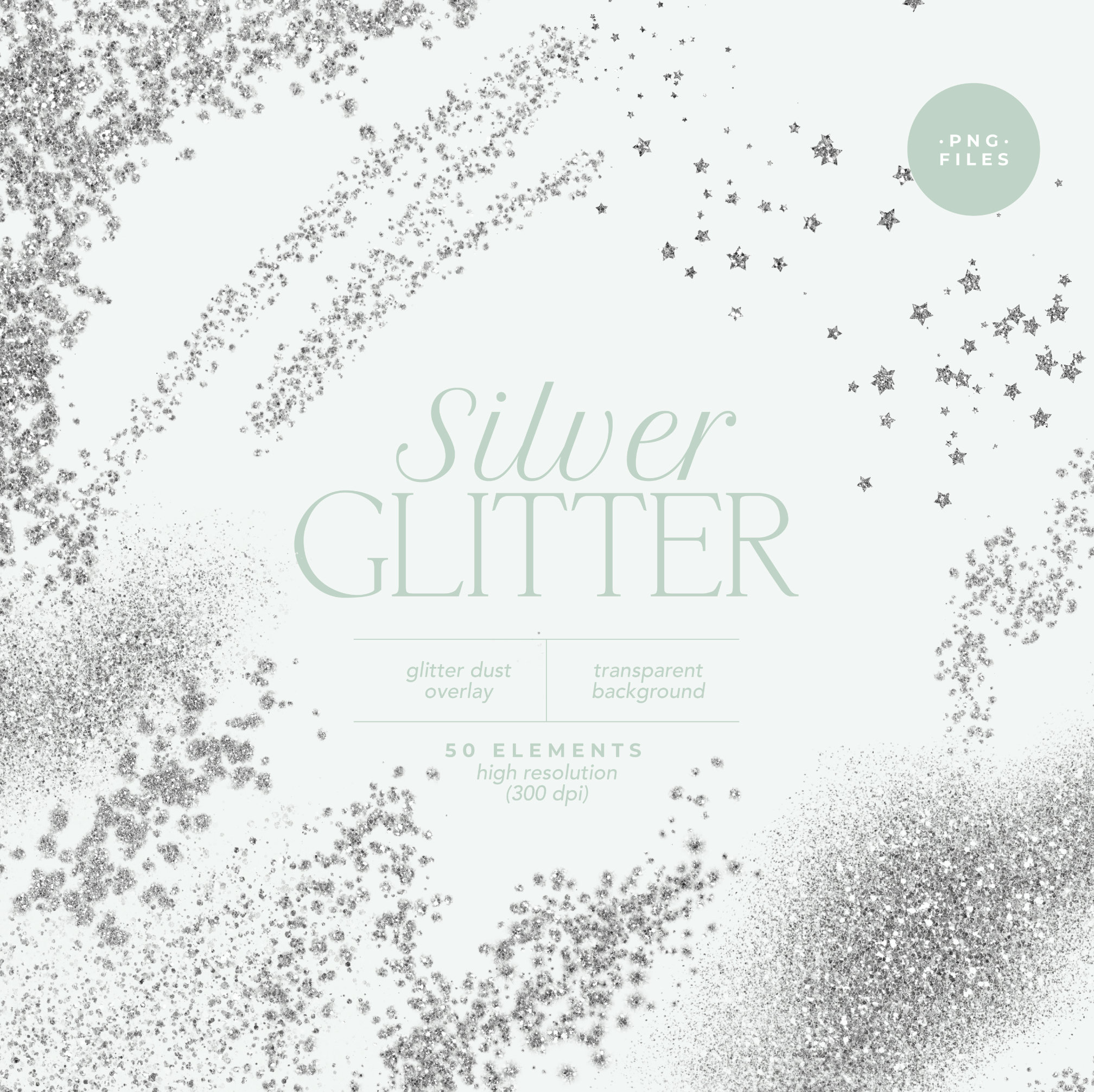 Silver Glitter Clipart - Etsy