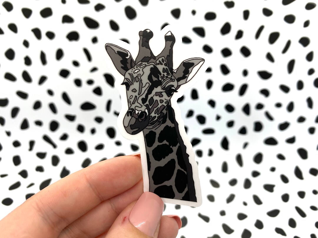 Monochromatic Giraffe Vinyl Sticker | Laptop, Water Bottle, Bumper ...