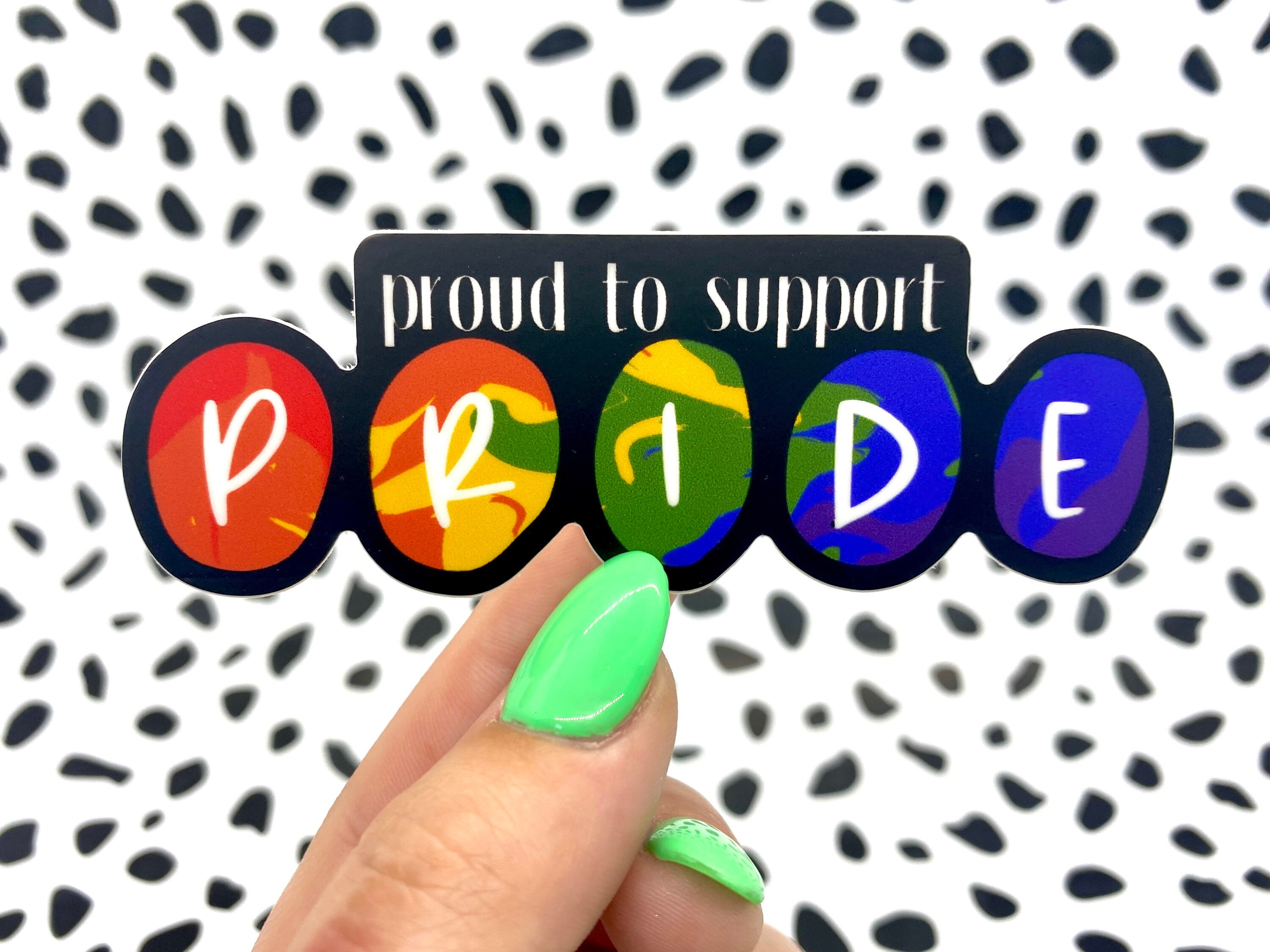 Proud to Support Pride Rainbow Circle Letters Vinyl Sticker - Etsy UK