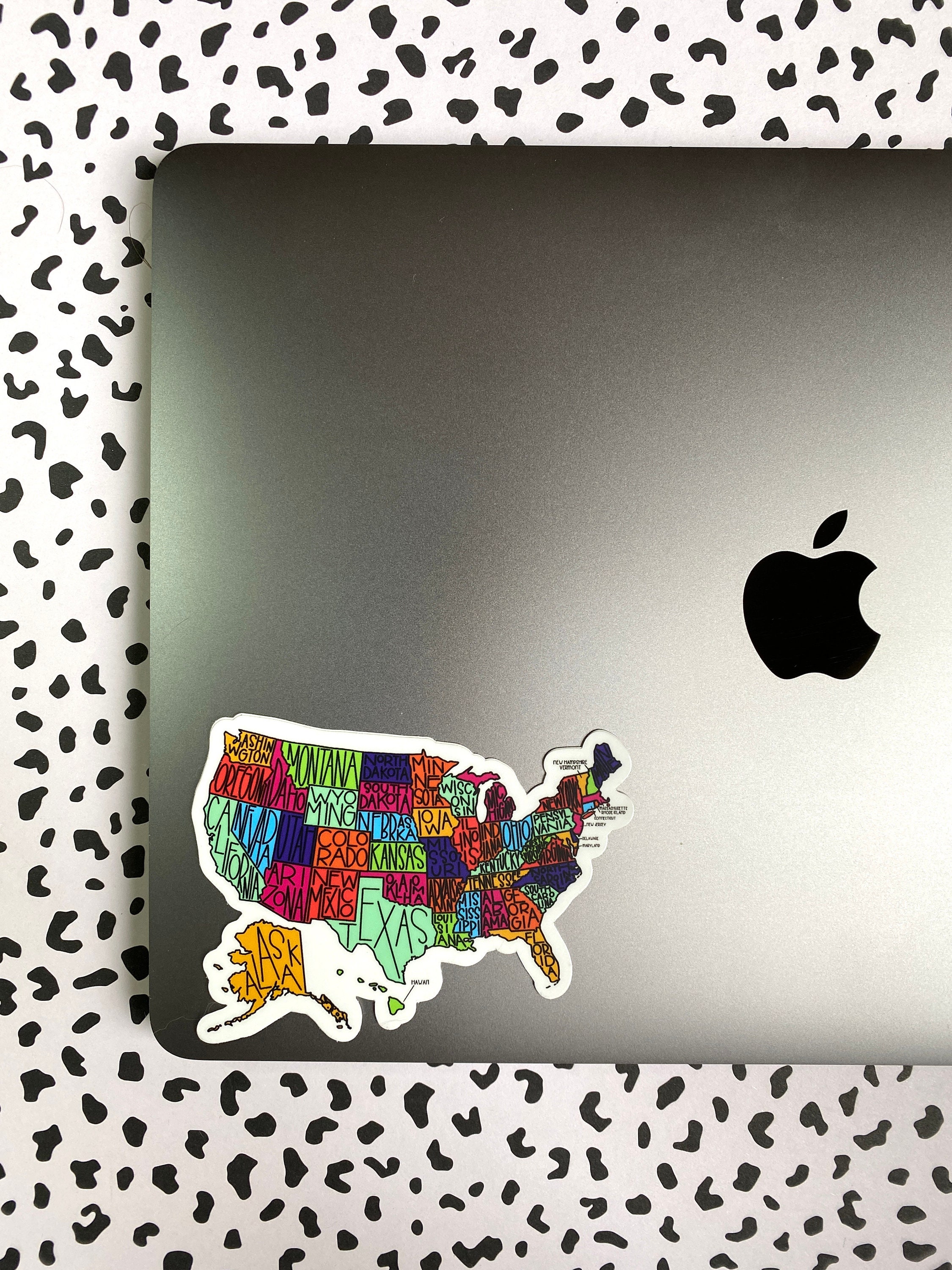 Colorful US Map Labeled Vinyl Sticker Laptop Water Bottle | Etsy
