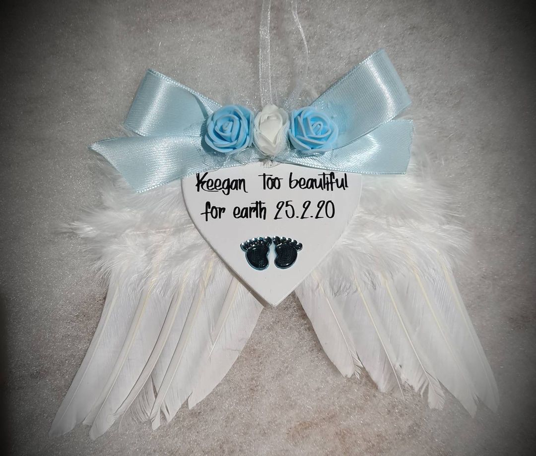 Personalised Angel Wings Remembrance of Loved Ones , Memory Ornament ...