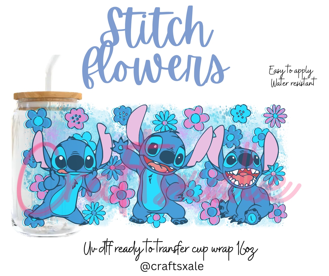 Stitch Cup Wrap Lilo and Stitch Cup Wrap for 16oz. Glass Can Libbey ...