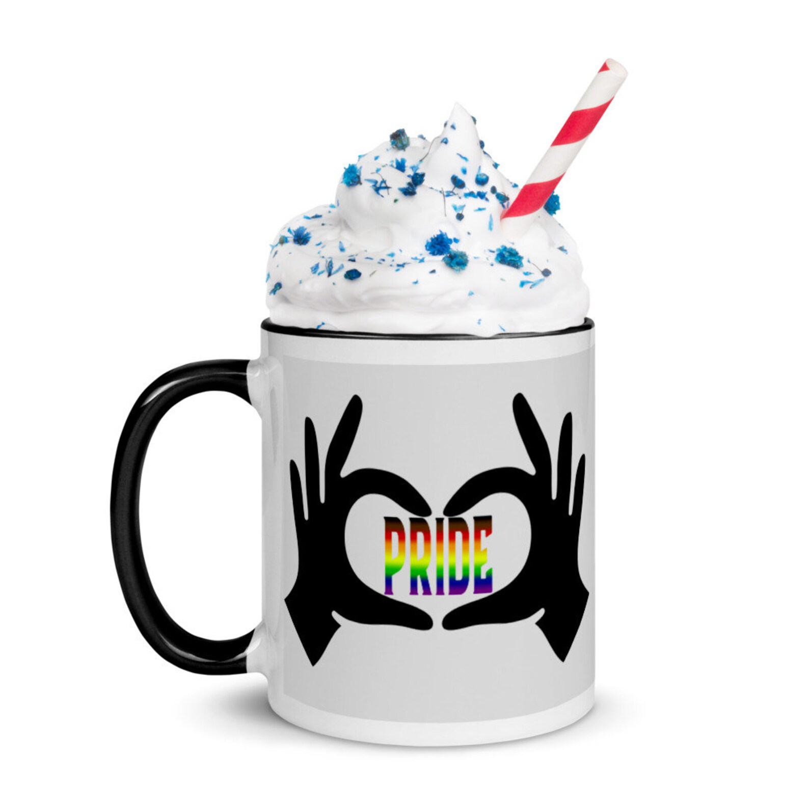 Pride Flag Hand Heart Mug, LGBTQAI, Gay, Lesbian, Bisexual, Transgender ...